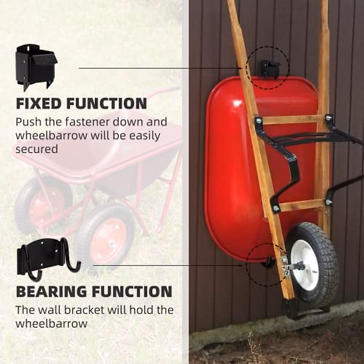 Wheelbarrow Holder,Wheelbarrow Hanger Holder for Garage Wall,Heavy-Duty Wheelbarrow Storage Bracket,for Most Wheelbarrows Designs