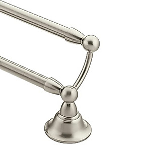 Moen Sage Collection Spot Resist Brushed Nickel 24-Inch Double-Towel Bar, Wall Mounted Bath Towel Hanger with Two Rods, DN6822BN