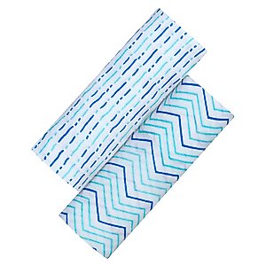 Malabar Baby Organic Swaddle Blanket Set, Luxurious Cotton Muslin Blankets for Girls Boys, Baby Receiving Swaddles for Newborns Infants, 2 Pack Shades of Blue