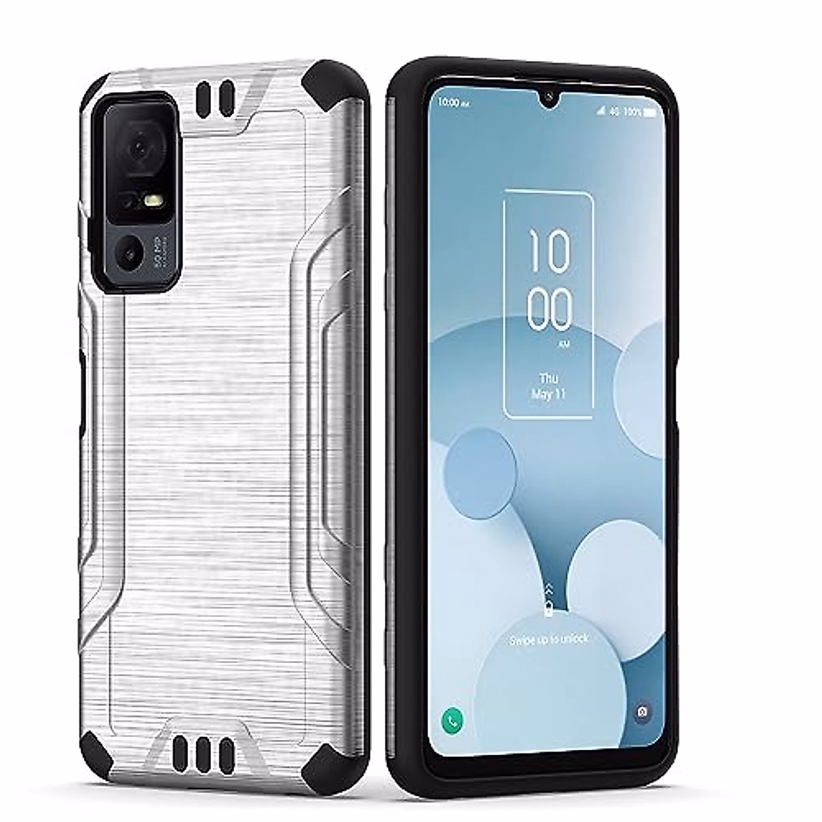HRWireless Compatible for TCL 40 XL Case (XL Version Only) Strong Tough Brushed Metallic Design [Shockproof] Hybrid Cover for [Ultimate] Protection Against Falls