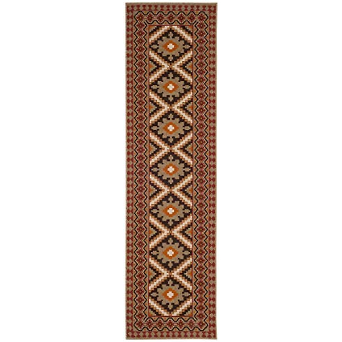 SAFAVIEH Veranda Collection 2'3' x 12' Red / Natural VER099 Boho Indoor/ Outdoor Non-Shedding Easy scrubbing Patio Backyard Porch Deck Mudroom Runner-Rug
