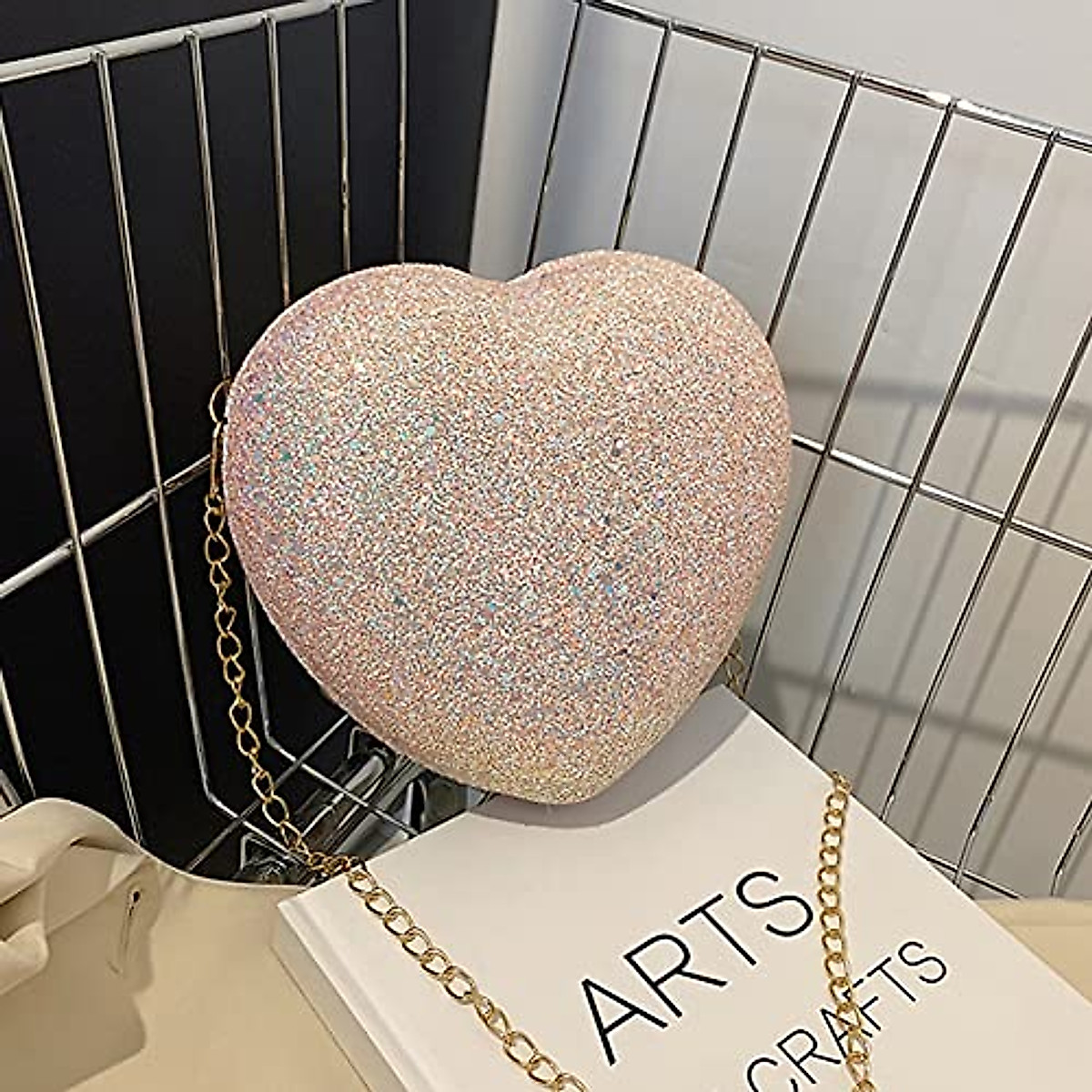Elegant Sequins Love Heart-shaped Evening Clutch Bag Diamonds Ladies Handbags