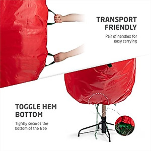 Zober Upright Tree Storage Bag for Christmas Trees of 9ft. Tall, Tree Bag Is Tear Proof Polyethylene; Comes With Drawstring Hem, Zipper, And Carry Handles, Waterproof Material Protects From Dust & Moisture