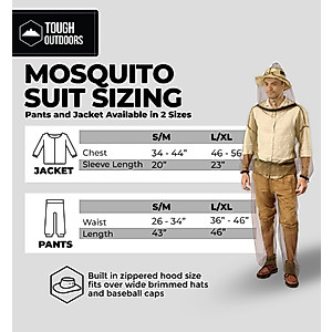 Tough Outdoors Mosquito Suit - Net Bug Pants & Jacket w/Hood - Mesh Bug Suit for Outdoor Protection from Bugs, Flies, Gnats, No-See-Ums & Midges - Clothing for Men & Women - w/Free Carry Pouch - Large