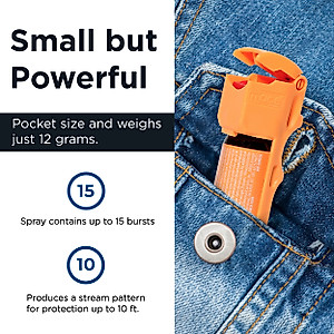 Mace Brand Pocket Pepper Spray (Neon Orange) – Accurate 10’ Powerful Pepper Spray with Flip Top Safety Cap, Leaves UV Dye on Skin – Great for Self-Defense