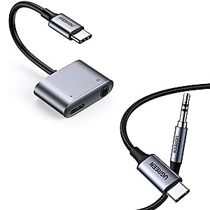 UGREEN USB C to 3.5mm Headphone and Charger Adapter and 3FT USB C to Aux 3.5mm Audio Adapter Bundle