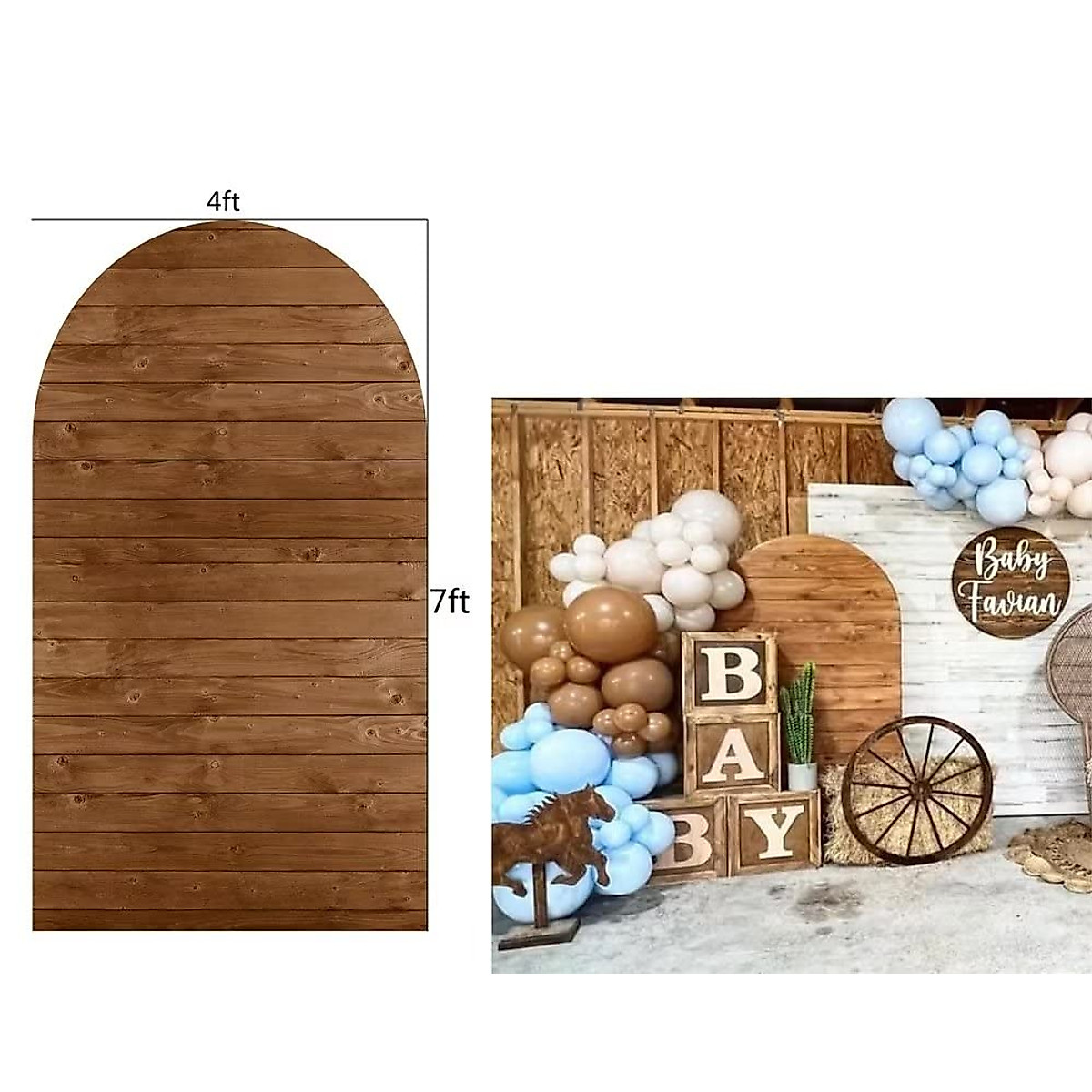 ittsmnt Arch Backdrop 4X7ft Old Wood Arched Wall Covers Stretchy Photography Background for Party Decorations Wedding Banquet Bridal Baby Shower Decor Banner Birthday Parties Props