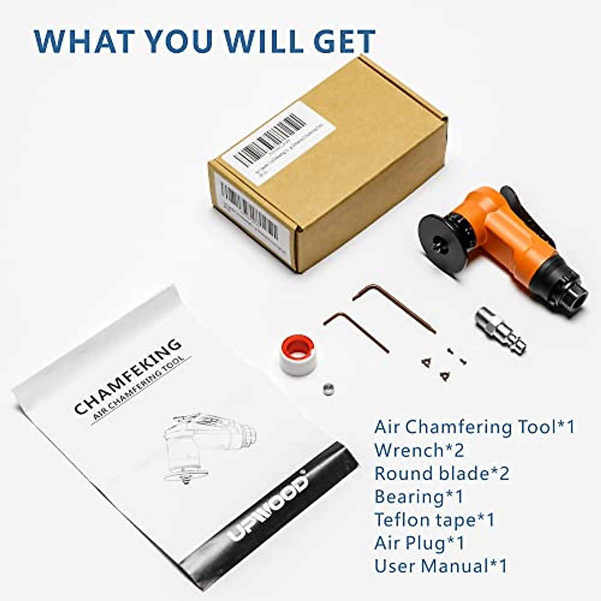 2-in-1 Mini Air Chamfer Tool for Chamfering and Round Cornor on Metal, Arc Corner 45 Degree Pneumatic Beveling Trimming Deburring Machine