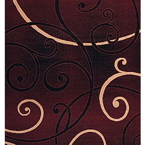 United Weavers Dallas Bangles Accent Rug – Burgundy, 5x8, Modern Indoor Rug with Scrollwork Pattern and Jute Backing