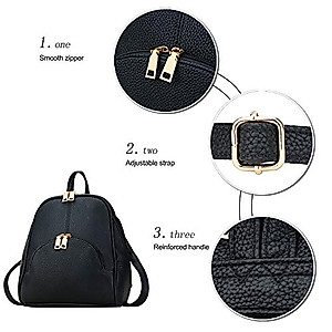 KKXIU Casual Mini Backpack Small Daypacks Purse Synthetic Leather for Girls and Women (black 1)