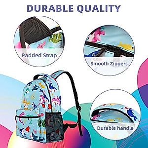 Shark Cartoon Backpack for Girls Boys, Elementary Middle High School Bookbags for Teen Kids, Large Travel Laptop Back Packs for College Students Women Men, Durable Lightweight School Bags