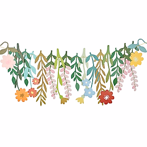 Flower Banner, Groovy Boho Floral Leaf Banner, Double-Sided Waterproof Colorful Wildflower Party Decorations for Birthday Bridal Baby Shower Garden Wedding Backdrop Indoor Outdoor