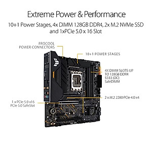 ASUS TUF B660M-PLUS WiFi D4 LGA 1700(Intel 12th Gen) mATX Gaming Motherboard (PCIe 5.0,DDR4,2xPCIe 4.0 M.2 Slots,WiFi 6,2.5 Gb LAN,Front USB 3.2 Gen 1 Type-C,Two-Way AI Noise Cancelation)