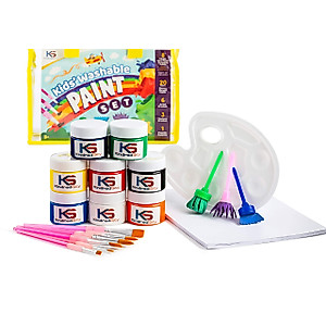 Washable Paint for Kids Set with Classic and Glitter Non-Toxic Tempera Paint Colors, Brushes, Paper & Palette – Perfect Art Supplies Kit for Painting, Crafts, and Gifts
