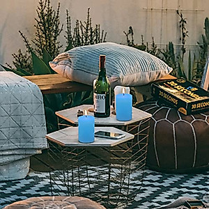 MISSYO 12 Pack 2x3 Inch Light-Blue Pillar Candles, 24 Hours Dripless Smokeless Unscented Candles for Home Weddings Restaurant Spa Church