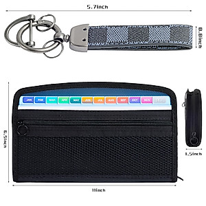 REEMTOO Receipt Coupon Organizer, 12 Pockets Small Accordion File Organizer, 11x 6.6 Inches, Small File Folder for Receipt Cards, Bill Business, Coupons, Zipper Closure.