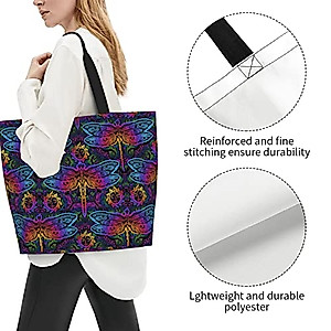 Gelxicu Funny Dragonfly Shoulder Tote Cute Casual Bag Women Shoulder Handbags Shopping Grocery Bags
