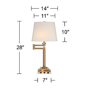 Possini Euro Design Camber Workstation Warm Gold Swing Arm Desk Lamp with Outlet and USB Port