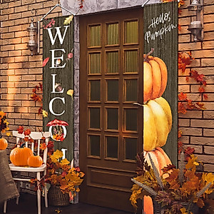 Fall Banner Decorations Outdoor Porch Sign Fall Harvest Festival Banner Thanksgiving Decorations for Pumpkin Autumn Front Door Outside Yard Party Supplies