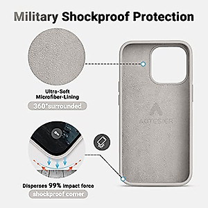 AOTESIER iPhone 13 Pro Phone Case,[Military Shockproof Protection] Liquid Silicone Case with [Soft Anti-Scratch Microfiber Lining] Camera & Screen Protection 6.1 inch Slim Thin Cover（Stone）