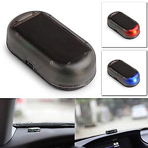 Paddsun 2pcs Solar Powered Car Alarm System,Vehicle LED Light Anti-Theft Flash Blinking Lamp,LED Flashing Security Light, Blue+Red