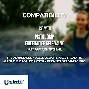 Underhill Magnum UltraMAX Premium PRO Series-TurboShift 1 Inch Garden Water Hose Nozzle, Sprayer, Jet, Metal and Rubber, Adjustable, NG650-DFH-10