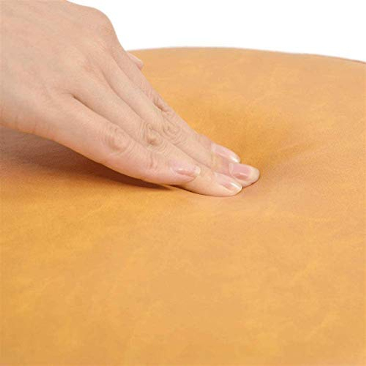 HAPPLiGNLY Footstools, Pouffe Stool, Round Chest Padded Footstool PU Leather Pouffe Chair Bed End Bench Shoe Bench Milking Stool Small Foot Rest Stool Low Stools (Color : Beige, Size : 29×35)