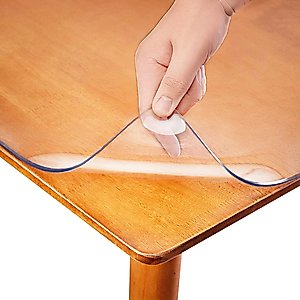 Bobetter 12 x 72 Inch Clear PVC Desk Cover Protector Thicken Rolled Plastic Table Pad Desk Mat Non-Slip Desk Protector for Office Computer Writing Desk Console Table Media Stand Heat/Water Resistant