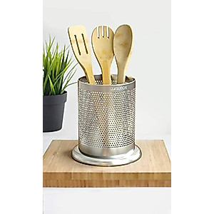 Stainless Steel Kitchen Utensil Holder for Kitchen Counter - Small Spoon Holder Utensil Crock and Large Cooking Utensil Holder Utensil Caddy - Kitchen Utensil Organizer Spatula Holder for Countertop