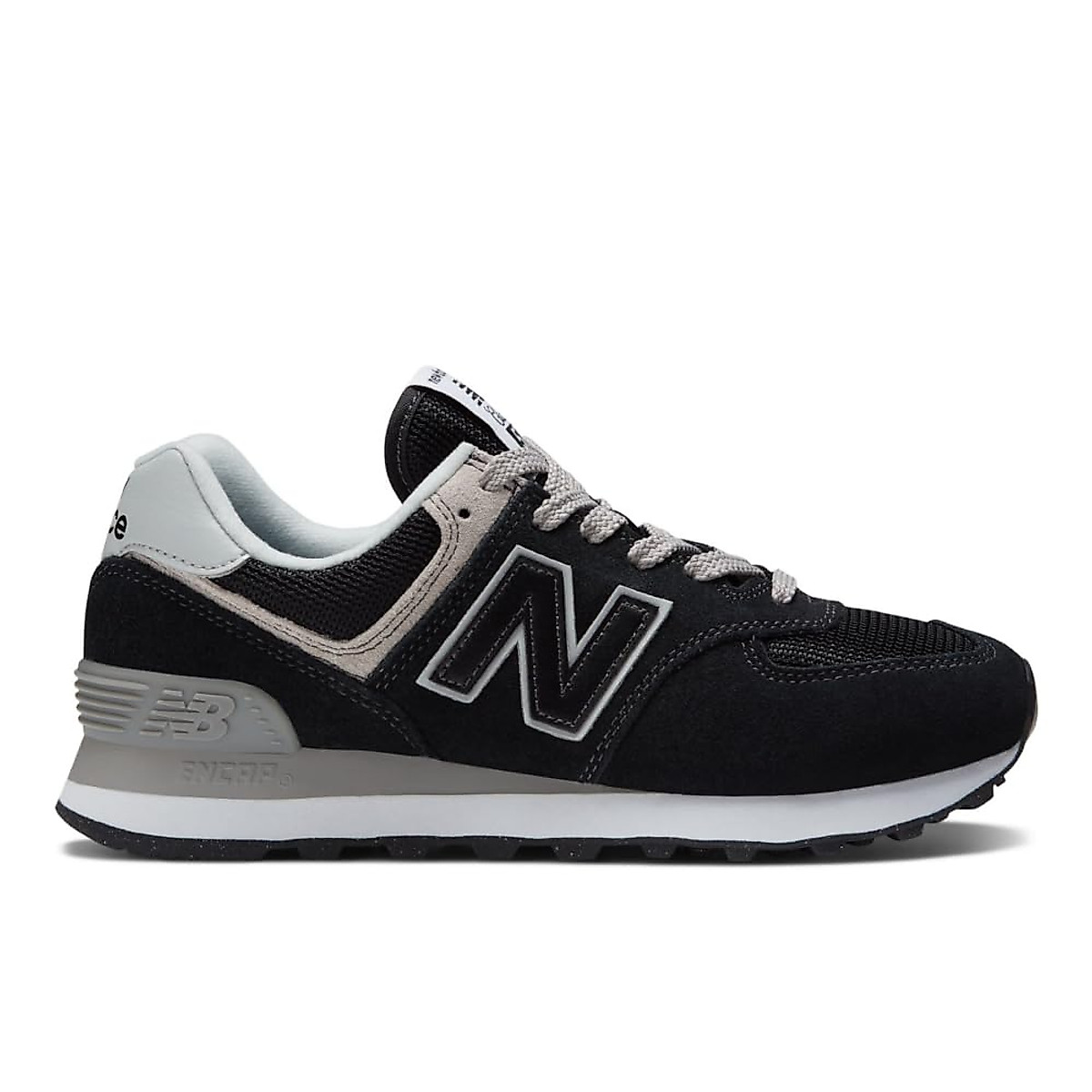 New Balance Women's 574 Core Sneaker, Black/White, 8