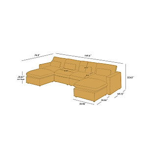 VANOMi 149" Oversized Modular Sectional Sofa, Extra Large U Shaped Couch with Reversible Chaise, 6 Seater Living Room Sofa Couch, Warm Yellow