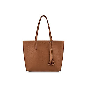 KATIE LOXTON Tavi Tassel Womens Large Vegan Leather Shoulder Tote Handbag Cognac