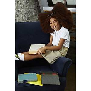 French Toast Girls' Big Short Sleeve Peter Pan Collar School Uniform Polo Shirt, White, 14-16