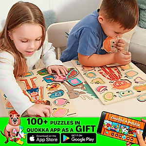QUOKKA Wooden Puzzles for Kids – Montessori Puzzles for Toddlers 3-5 – Preschool Game Learning Human Body Parts Anatomy Skeleton – Educational Toys for Boy & Girl