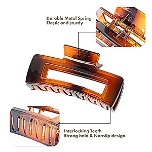 AIMIKE Large Hair Claw Clips 4.1 Inch, Acrylic Claw Hair Clips for Thick Hair, Strong Hold Rectangular Jaw Clips for Thin Hair, French Design Big Hair Clips for Women Girls - Nonslip Clip (4 Pcs)