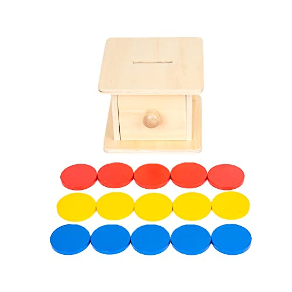 Adena Montessori Infant Toddlers Coin Box Montessori Toys for 6-12 Months Baby (Typical - Drawer Comes Out)