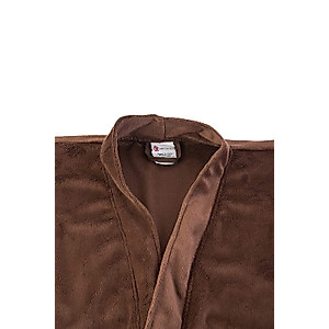 Canyon Rose Cloud 9 Men's Plush Microfiber Spa Robe, Kimono Style Wrap, 3/4 length Sleeves, Side Pockets, Waist Belt with Bi-level Loops, Machine Washable, 52 inch length, Chocolate Brown, XL