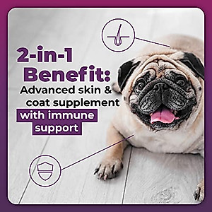 VetriScience Allergy Plus Immune Support Supplement for Dogs, Duck Flavor, 75 Chews – Probiotic Allergy Relief for Dogs with Itchy Skin, Paw Licking, Watery Eyes, Sneezing and GI Support