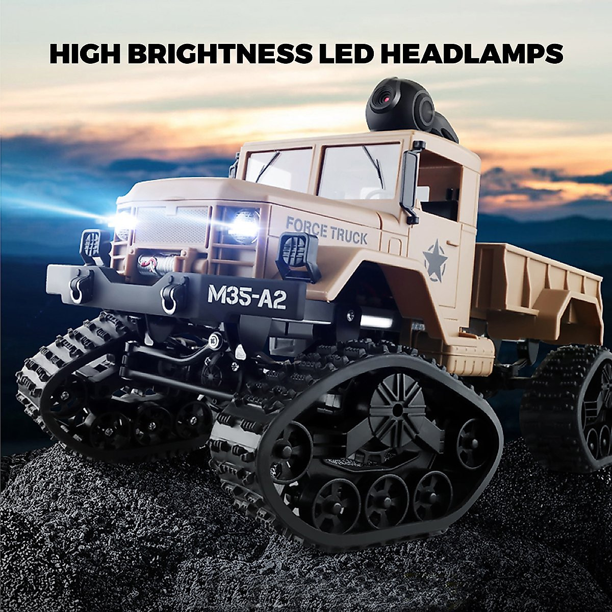 REMOKING RC Hobby Toys Military Truck Off-Road Sport Cars 4WD 2.4Ghz All Terrain Vehicle with Wi-Fi HD Camera Gifts for Kids and Adults