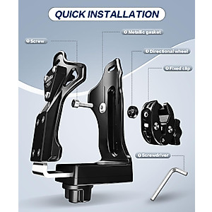 FODSPORTS Motorcycle ATV Cup Holder, Upgraded Motorcycle Drink Holder with 0.5-1.57" Metal Clamp, Universal Water Bottle Holder for Bike Scooter Boat Stroller Golf Push Cart Wheelchair Tractor