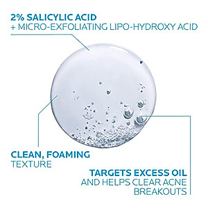 La Roche-Posay Effaclar Medicated Gel Facial Cleanser, Foaming Acne Face Wash with Salicylic Acid, Helps Clear Acne Breakouts and with Oily Skin Control, Oil Free, Fragrance Free
