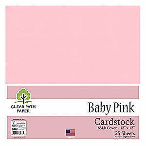 Baby Pink Cardstock - 12 x 12 inch - 65Lb Cover - 25 Sheets