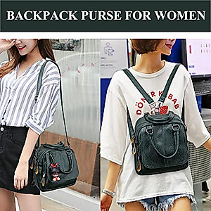BONVEN Mini Backpack for Women,Small Backpack Purse Shoulder Bag Convertible Backpack Fashion Rucksack for Teen Girls Dark Green