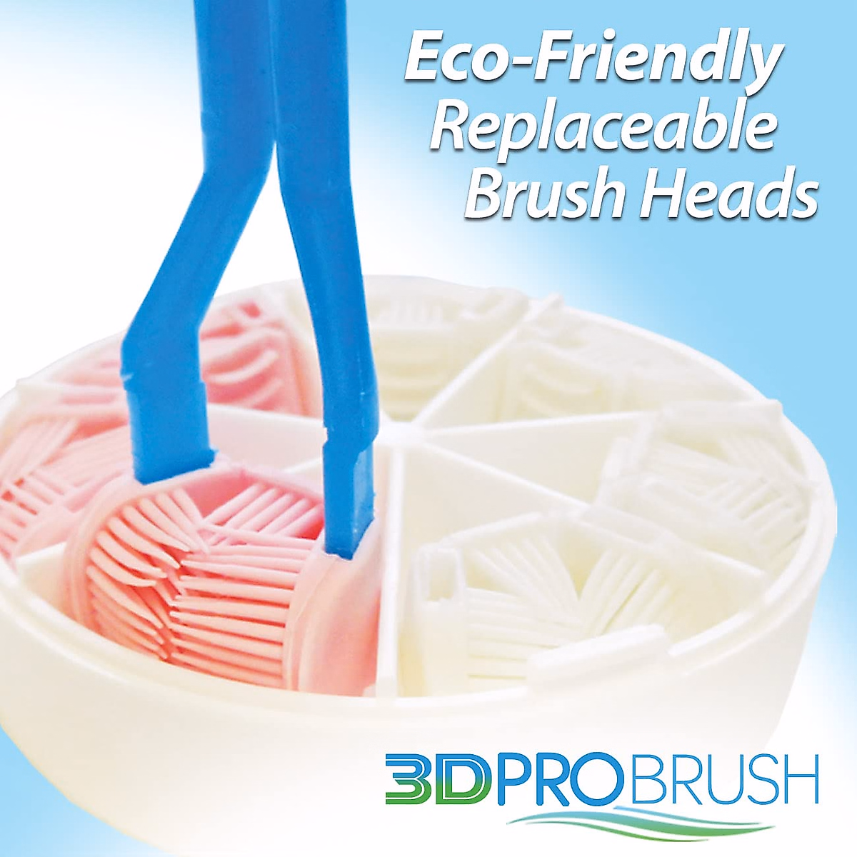 3D PRO BRUSH | 3-Sided Toothbrush | 7-Pack Replacement Heads | 3X Triple Clean + Soft Gum Massage| Built-In Tongue Scraper | Sustainable Eco-Friendly Design | Kids Adults Braces Travel | MADE IN USA
