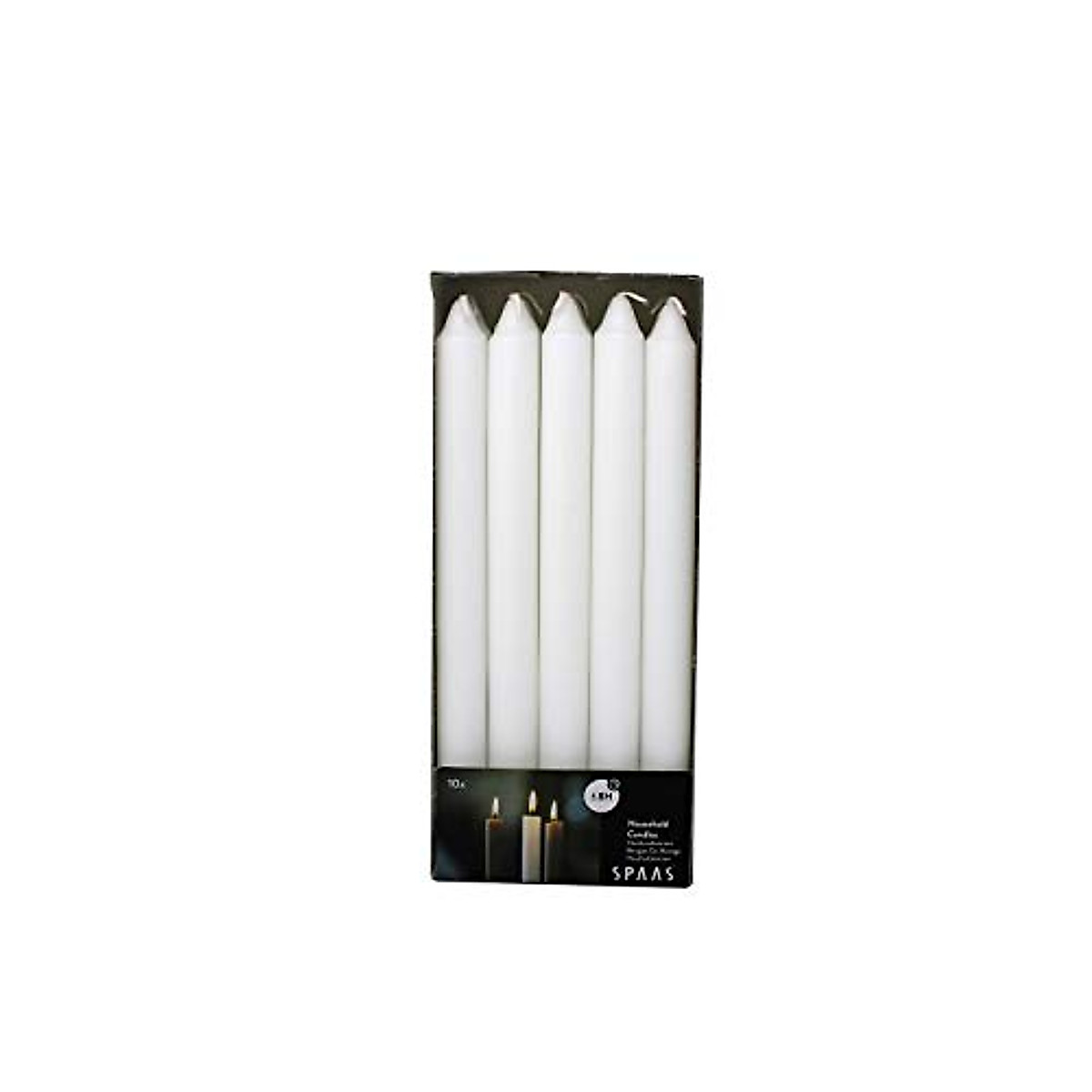 RAMBUE White Dinner Table Candle 9.5 inch Long Dripless Smokeless Burn 8 Hours in Your Candlesticks -10 Pack Candles