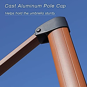 PURPLE LEAF 9' X 12' Double Top Deluxe Wood Pattern Rectangle Patio Umbrella Offset Hanging Umbrella Outdoor Market Umbrella Garden Umbrella, Beige