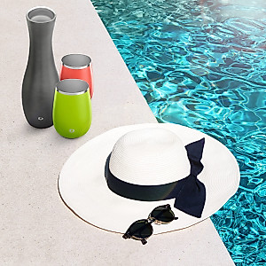 Snowfox Elegance Collection Insulated Stainless Steel Wine and Cocktail Glass, 13.5-ounce Single w/Lid, Orange