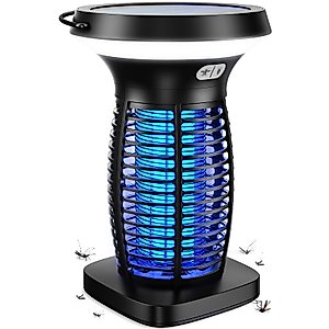 Zechuan Solar Bug Zapper Outdoor Waterproof, High Powered Pest Control Electric Mosquito Zapper Killer Indoor, Rechargeable Insect Trap Fly Zapper for Home, Patio, Backyard, Camping