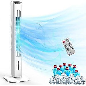 41'' Portable Air Conditioners, 3-1 Evaporative Air Cooler w/Remote, 15H Timer, 90° Swing, Portable AC with 1700ML Water Tank, 8 Ice Boxes, 3 Modes 3 Speeds Cooling Tower Fan For Room Home Office
