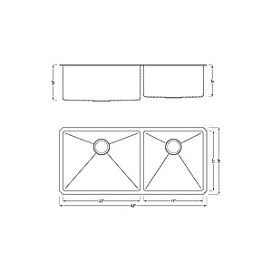 CozyBlock 42 in. x 19 in. x 10 in. 16-Gauge Stainless Steel Undermount 60/40 Offset Double Bowl Kitchen Sink with Bottom Grid, Silicon Dishrack, Pot Mat and Strainer
